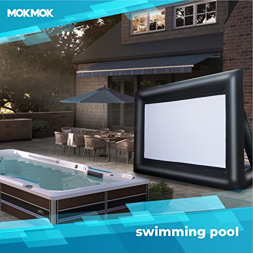 Mokmok 20ft Front and Rear Projection Inflatable Projection Screen,with Air Blower and Storage Bag, Blow Up Movie Screen for Backyard Outdoor Movie Night Barbecue Pool Party, Easy Setup