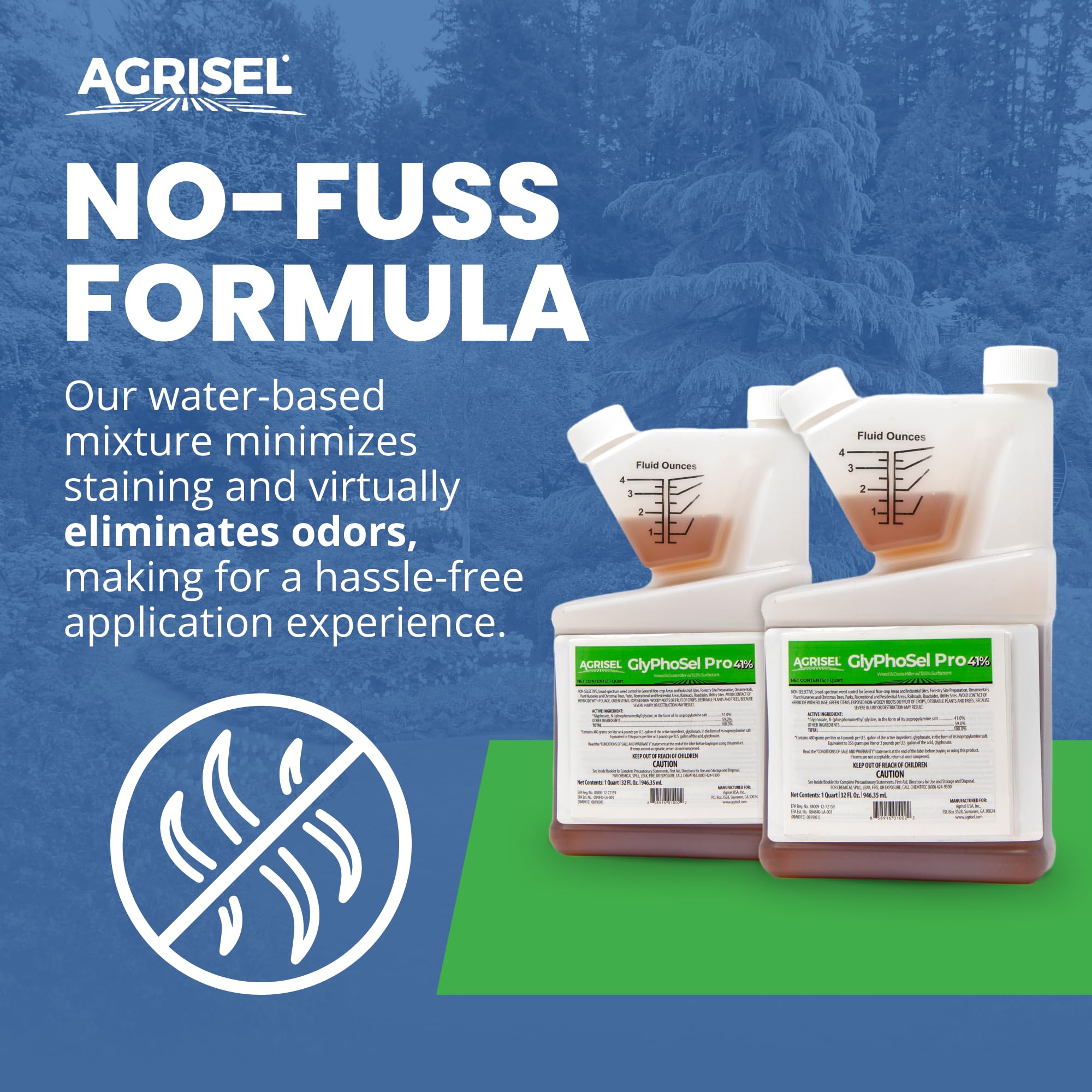 Agrisel GlyPhoSel Pro Weed Killer, Tackles Hard-to-Kill Weeds, Low-Odor, Easy Mixing, Pet Safe, 32 Ounces