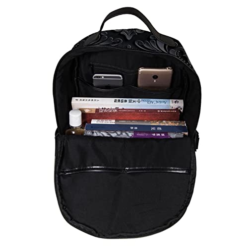 Dark Damask Pattern Elegant Luxury Geometric Texture Casual Mini Backpack PU Leather Travel Shopping Bags Daypacks