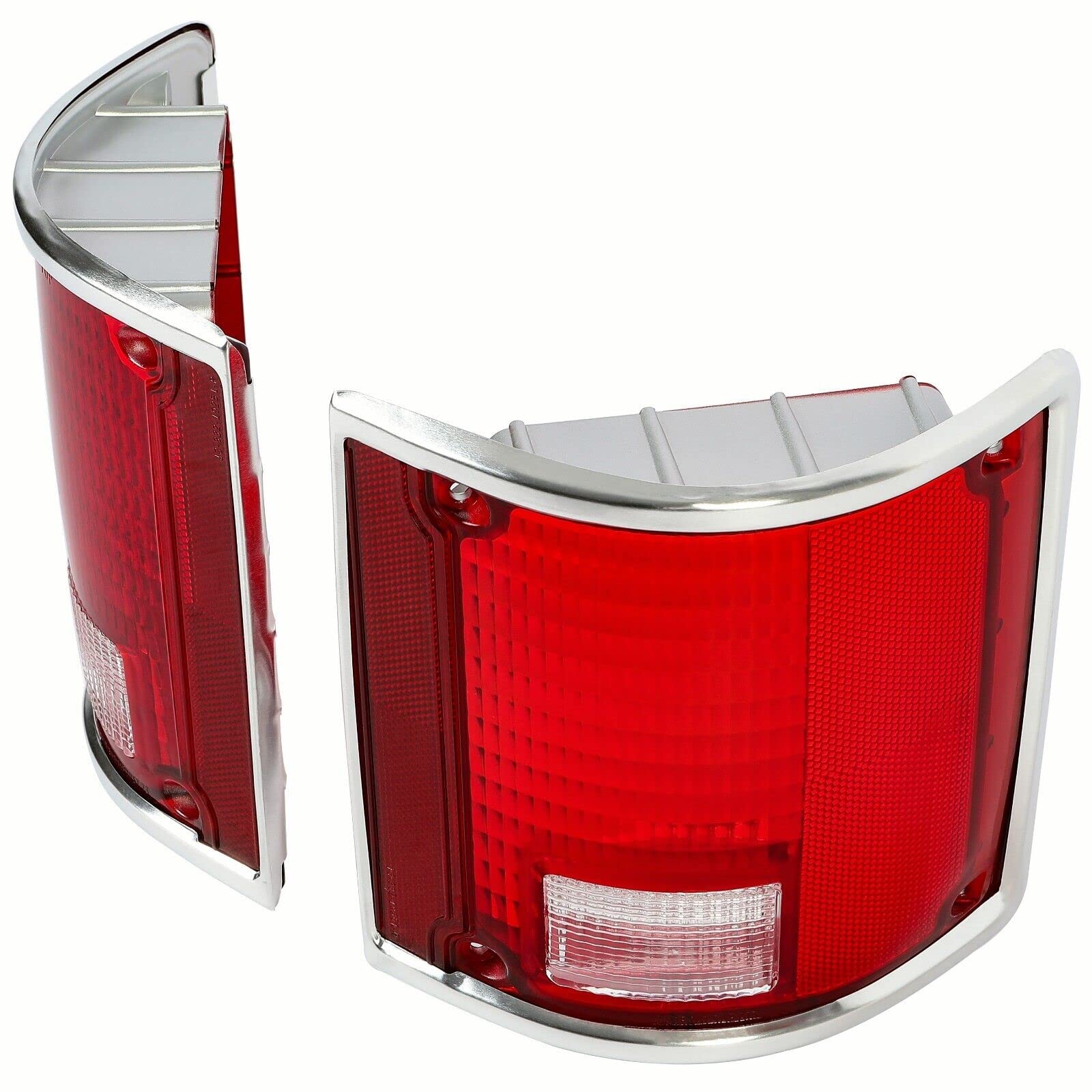 UPPARTS Tail Lights For Chevy C10 C20 C30 K10 K20 K30 K5 R10 R20 R30 V10 V20 Blazer Suburban Cheyenne Scottsdale Silverado - Driver and Passenger Side - Replace Chevy Tail Light Lens With Chrome Bezel