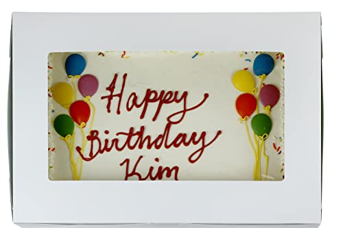 Great Credentials Large White Bakery Cake Box, Clear Cellophane Window, Premium Quality Paperboard 19” x 14” x 4” Pack of 10