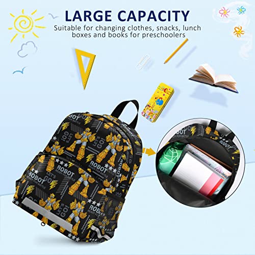 Kid's Toddler Backpack Abstract Robots Soldier Preschool Backpack for Ages 3-6, Funny Warrior Lightweight Book Bag for Boy & Girl, Adjustable Strap 13in Waterproof Kindergarten Schoolbag