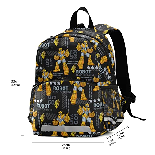 Kid's Toddler Backpack Abstract Robots Soldier Preschool Backpack for Ages 3-6, Funny Warrior Lightweight Book Bag for Boy & Girl, Adjustable Strap 13in Waterproof Kindergarten Schoolbag