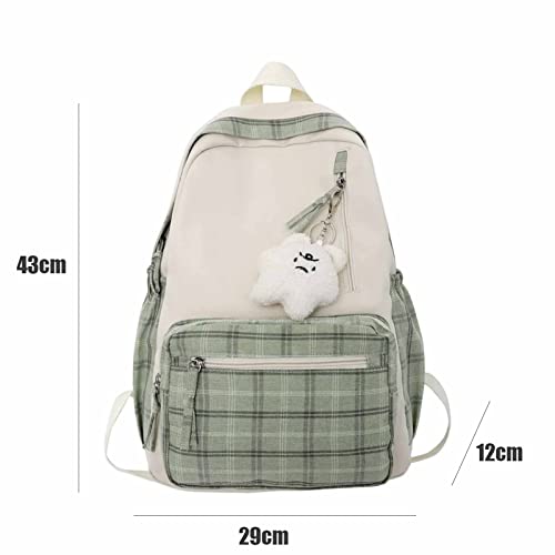 Sage Green Backpack for School Sage Green Backpack for Teen Girls Kawaii Backpack Large-capacity Casual Rucksack (Grey/A)