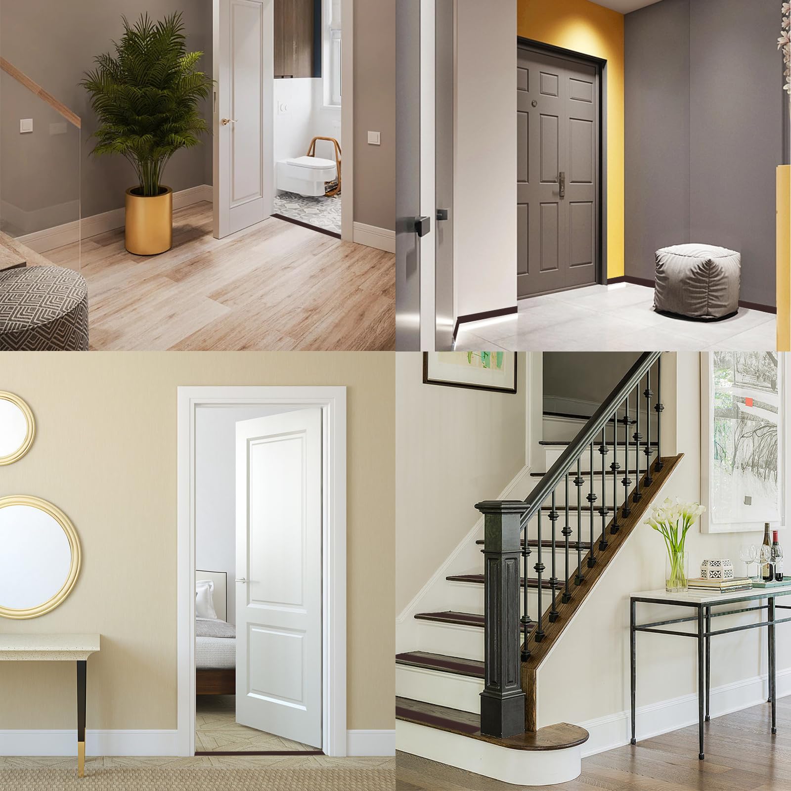 Floor Flat Transition Strip Self Adhesive Floor Vinyl Flat Divider Strip Floor Edge Trim Floor Gap Covering Joining Strip Carpet to Tile Transition Edging Trim with Strong Backing 4cm 3.28FT Coffee