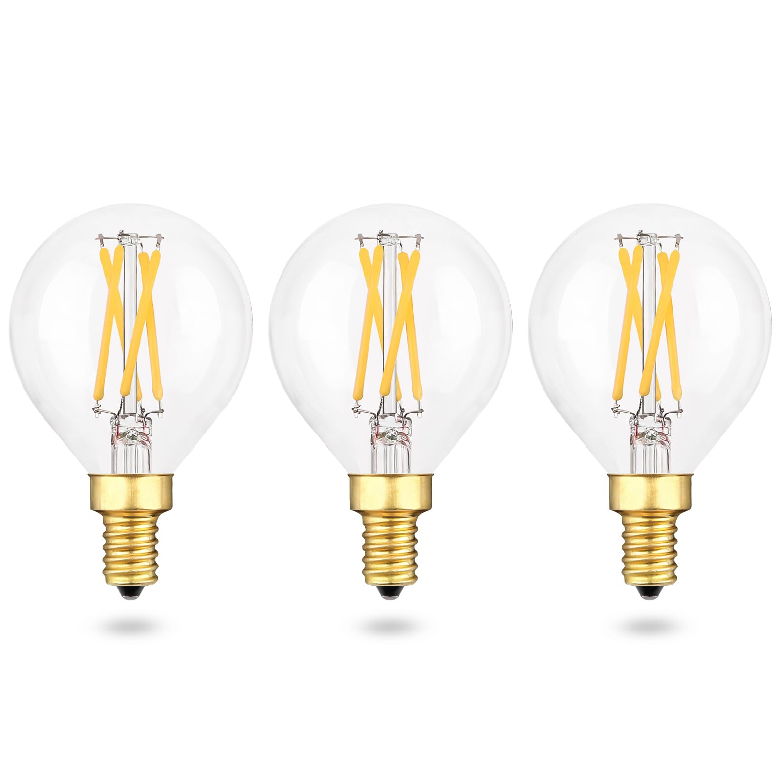 EQ Lighting Dimmable LED Ceiling Fan Light Bulb, Round E12 Base LED Candelabra Bulbs 40 Watt Equivalent 3000K Soft Warm G15 Globe LED Light Bulbs Candelabra Base, 4W 400LM, 3 Pack
