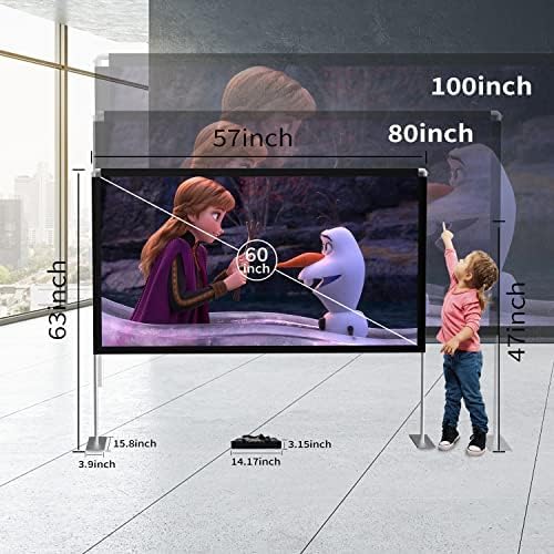 Projector Screen with Stand 60inch Portable Projector Screen 16:9 4K HD Outdoor Indoor Projector Screen with Carry Bag Foldable Wrinkle-Free Movie Screen for Home Theater Travel Camping Party Office