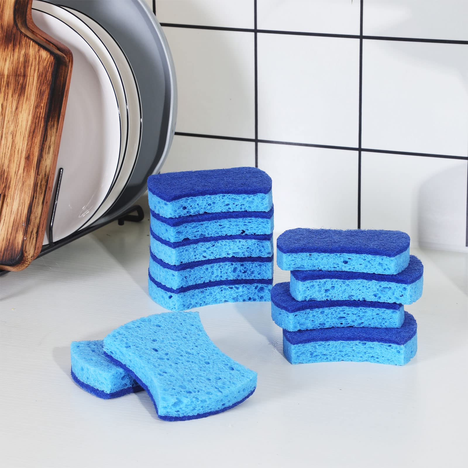 Rtteri 50 Pcs Dish Sponges Kitchen Sponges for Dishes Non Scratch Dish Sponge Dishwashing Sponge Dish Scrubber Scrub Sponge Household Cleaning Sponges for Kitchen Bathroom Car Essentials Supplies