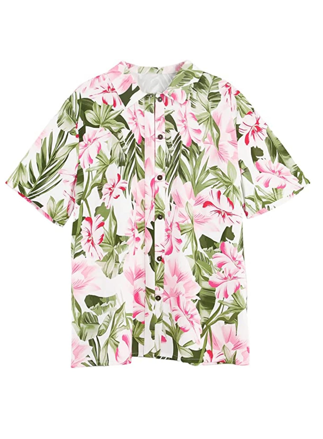 LILYCHIC Women’s Hawaiian Shirts Luau Party Blouses Outfits Aloha Summer Beach Tropical Tops Vacation Plus Size Button Down Short Sleeve Floral Leaf Print Casual Shirt White, XL