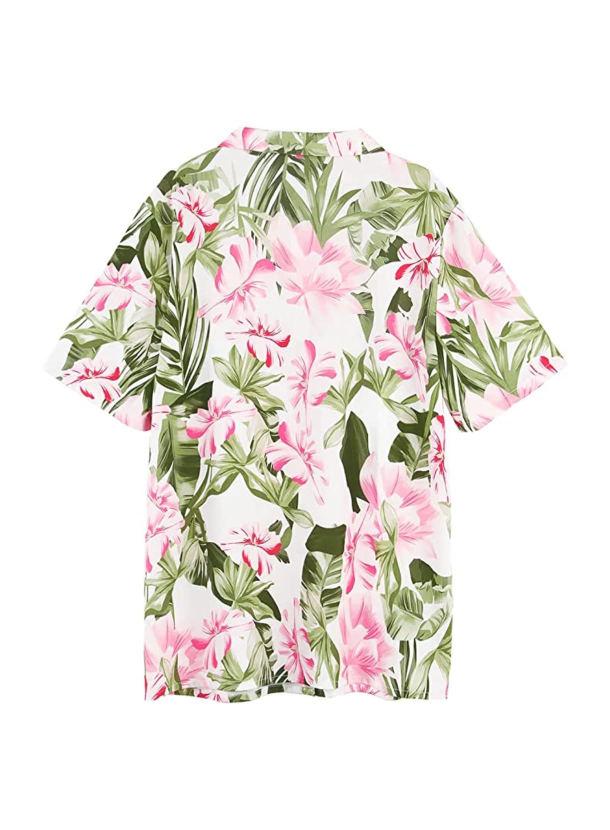 LILYCHIC Women’s Hawaiian Shirts Luau Party Blouses Outfits Aloha Summer Beach Tropical Tops Vacation Plus Size Button Down Short Sleeve Floral Leaf Print Casual Shirt White, XL