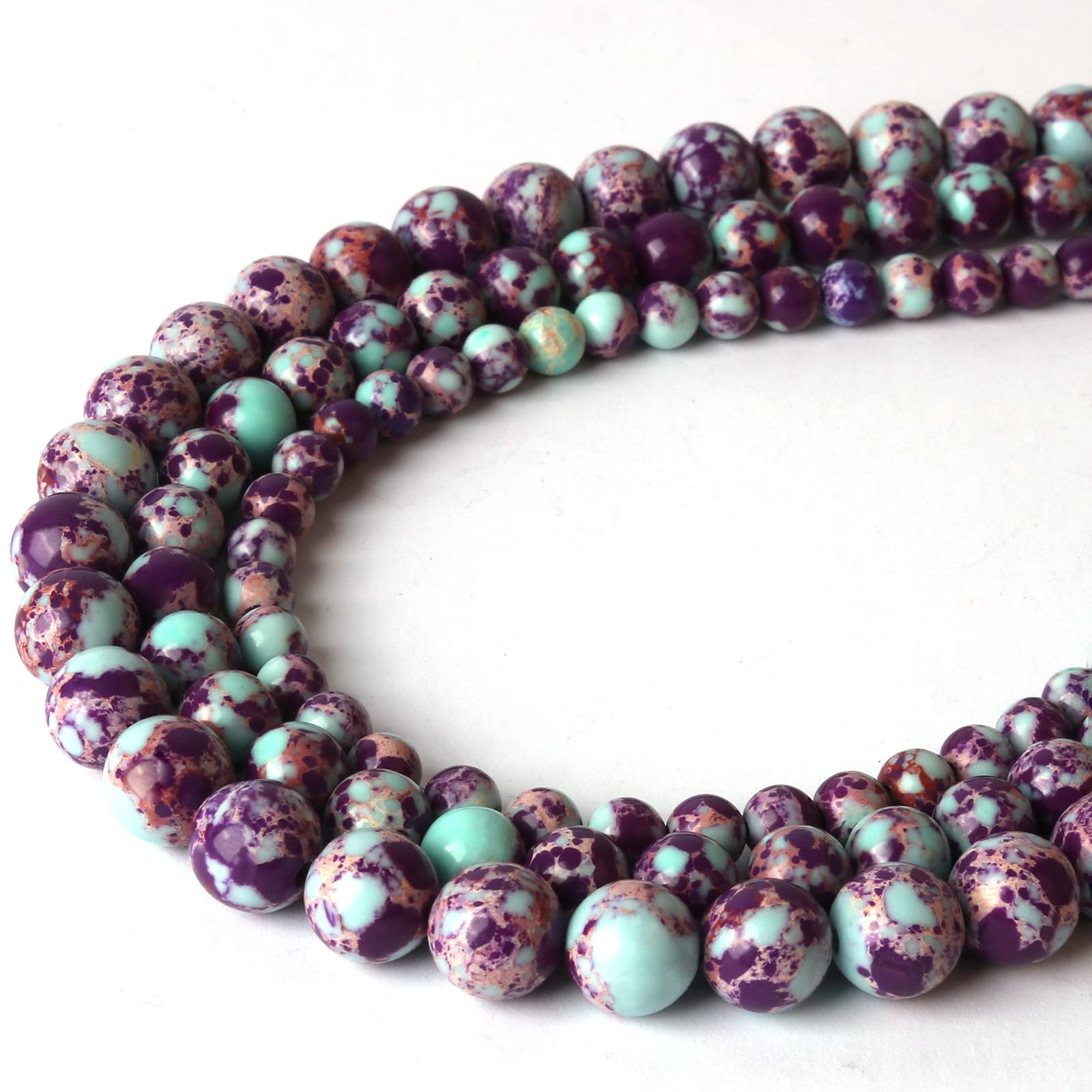 GOMOOBEADS 36 PCS of Natural Purple Imperial Jasper Beads for DIY Jewelry - 10MM Round Spacer & Energy Healing Stones, 15.5" Strand of Gemstones for Bracelets & Necklace