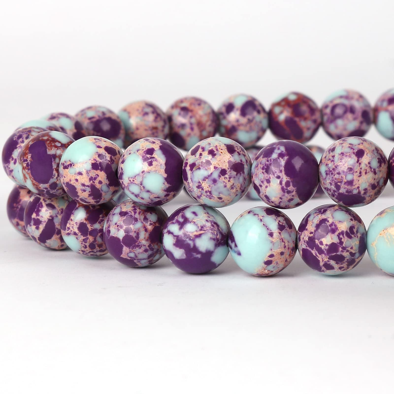 GOMOOBEADS 36 PCS of Natural Purple Imperial Jasper Beads for DIY Jewelry - 10MM Round Spacer & Energy Healing Stones, 15.5" Strand of Gemstones for Bracelets & Necklace
