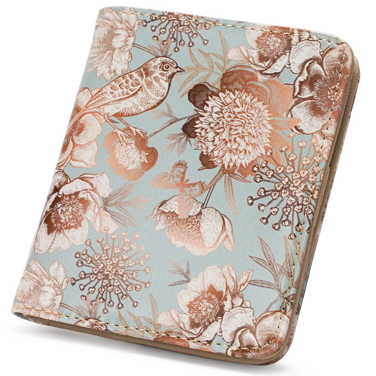 APHISON Womens Wallet, Slim Small Wallet for Women RFID Wallet Women Cartoon Microfiber Leather with ID Credit Card Holder Zipper Coin Pocket Bifold Compact Wallet Bird