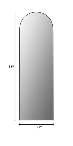 NUTTUTO 64"×21" Arched Floor Full Length Mirror with Black Aluminum Alloy Frame, Full Length Body Mirror Free-Standing or Leaning Against Wall for Bedroom Living Room
