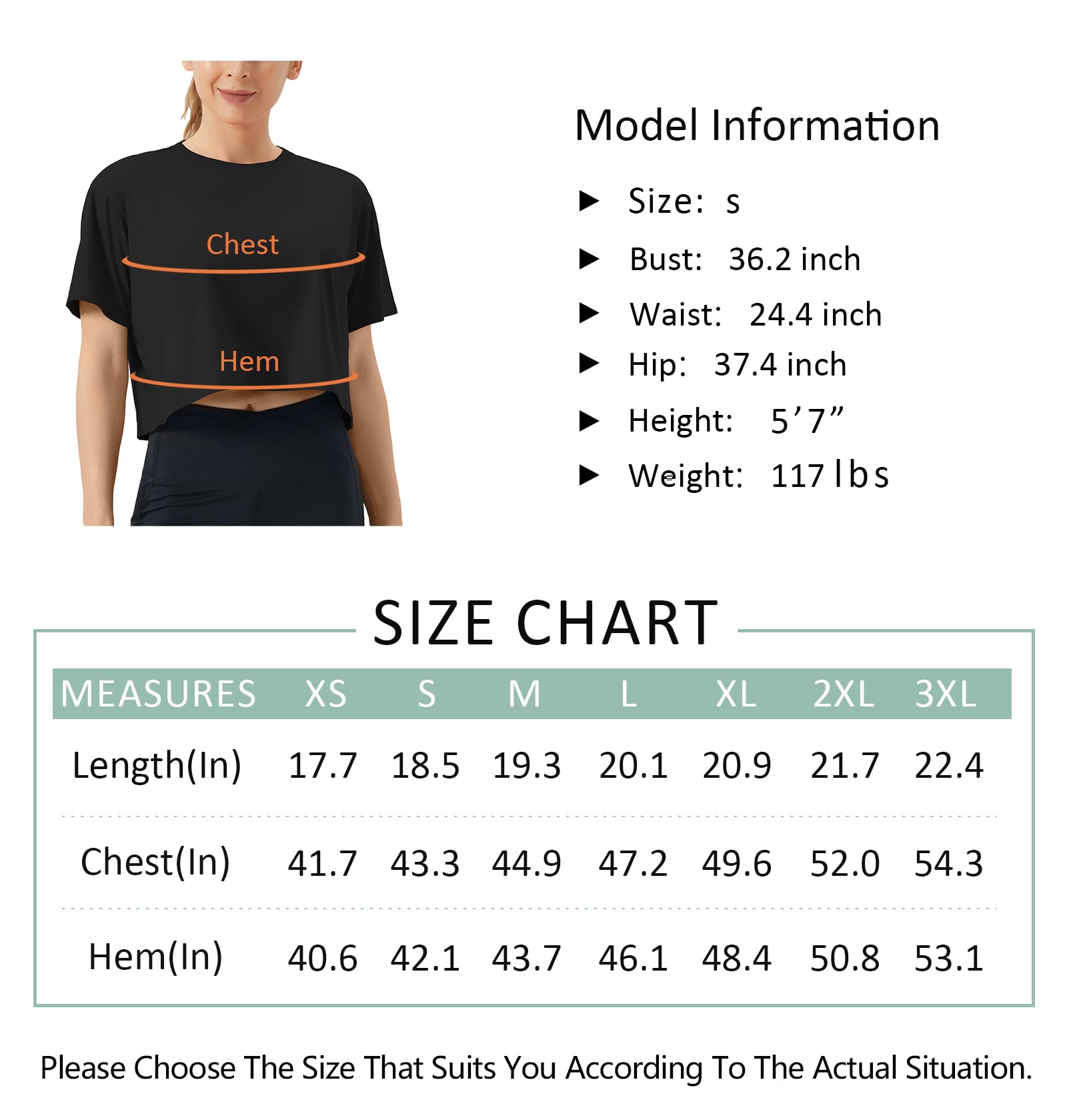 THE GYM PEOPLE Women's Workout Crop Top T-shirt Short Sleeve Boxy Yoga Running Cropped Basic Tee Black
