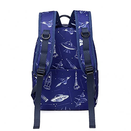 NOHCLIE Print Kids Backpacks,cute Lightweight Water Resistant Primary School Bag for Boys and Girls (Spaceship-Navy Blue)