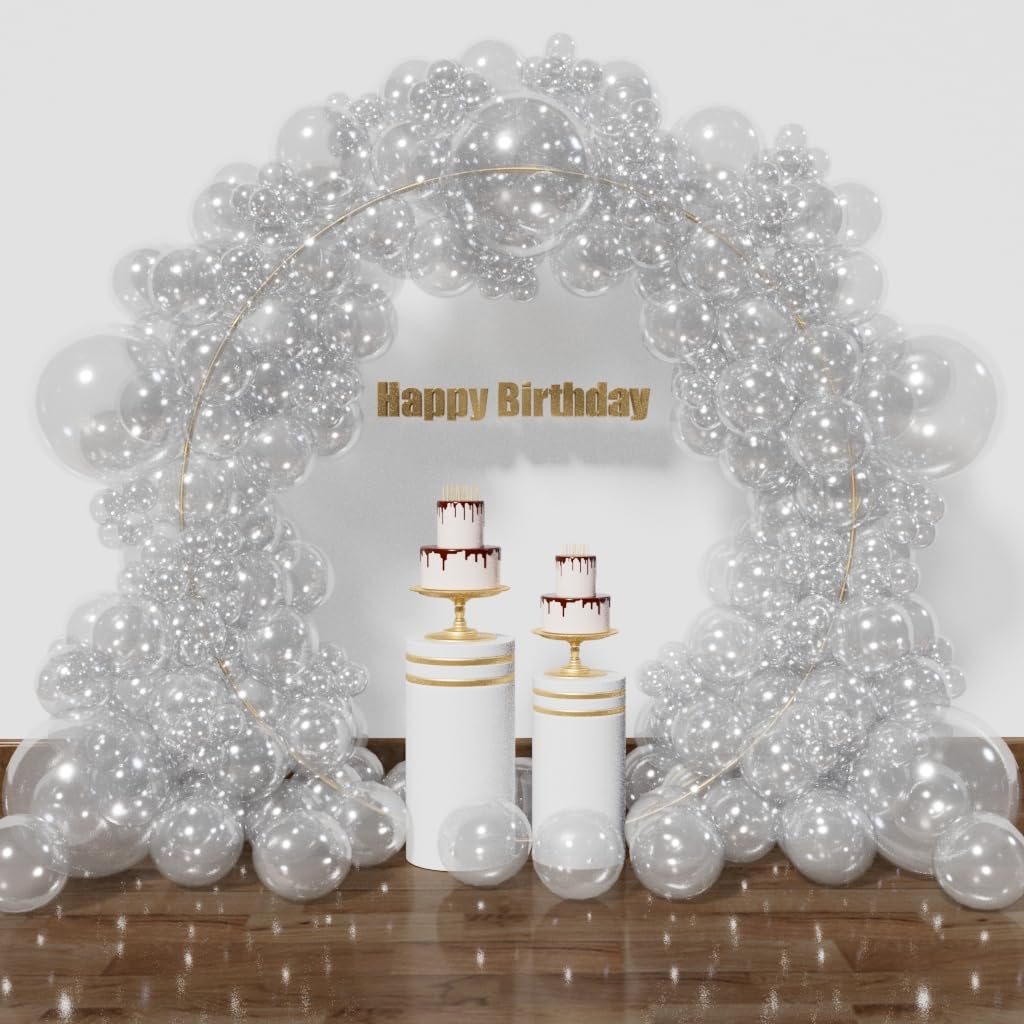 130Pcs Clear Balloons Different Sizes 5 10 12 18 Inch Clear Balloon Garland Arch Kit, Transparent Latex Balloons for Birthday Wedding Baby Shower Party Decorations.(Clear)…