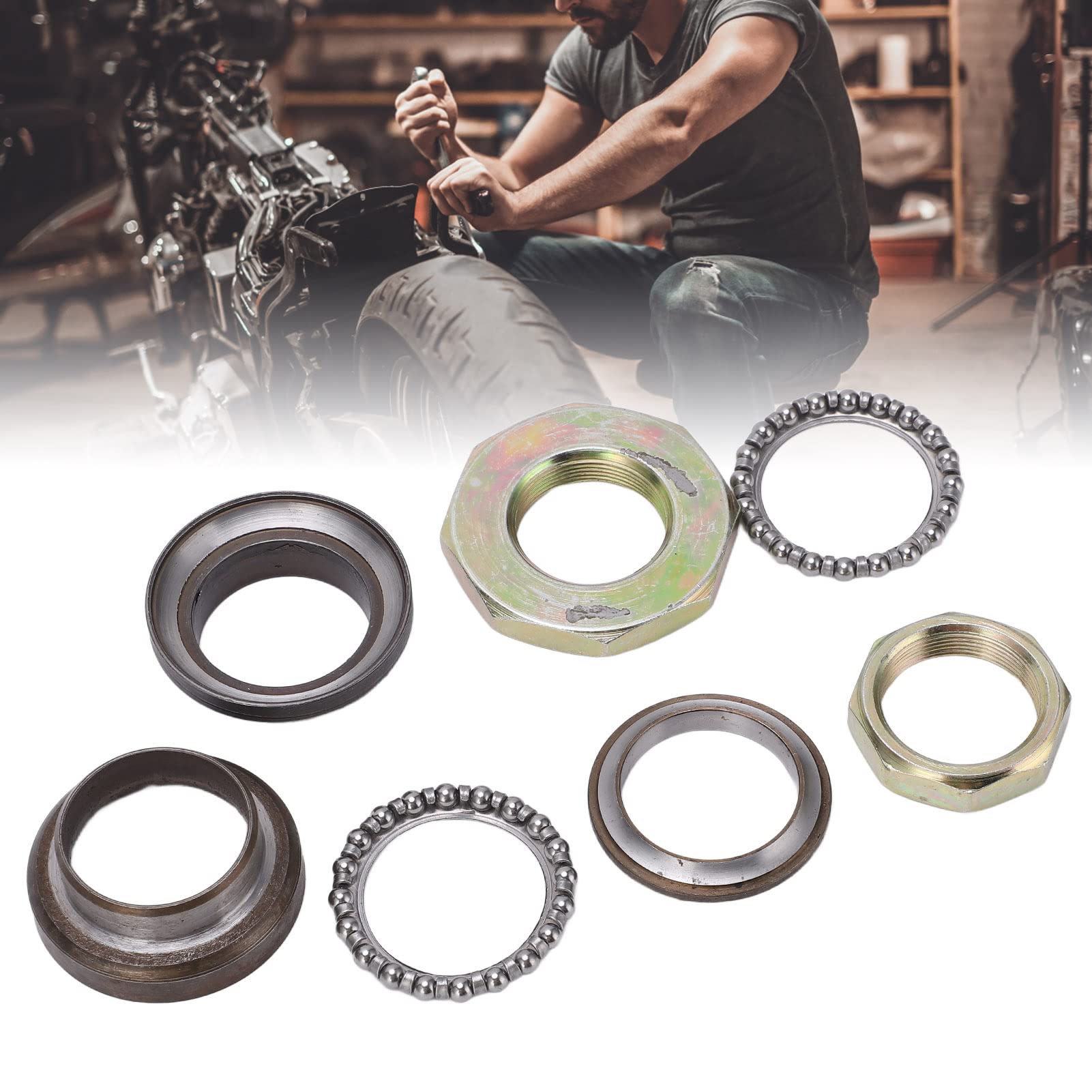 Syrisora Motorcycle Front Fork Steering Stem Bearings Kit Steel Alloy for GY6‑50/60/80CC Go Karts Scooters ATV UTV
