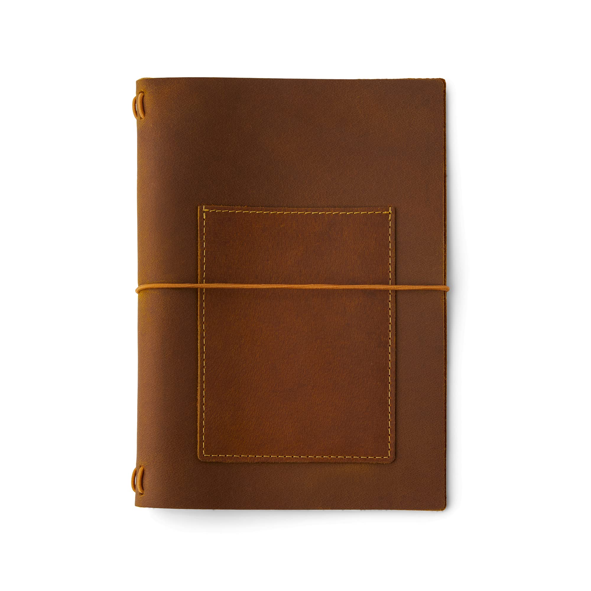 Pluma Paper Company Crazy Horse Leather A5 Traveler's Notebook Cover with Pocket A5 (A5, Light Brown)