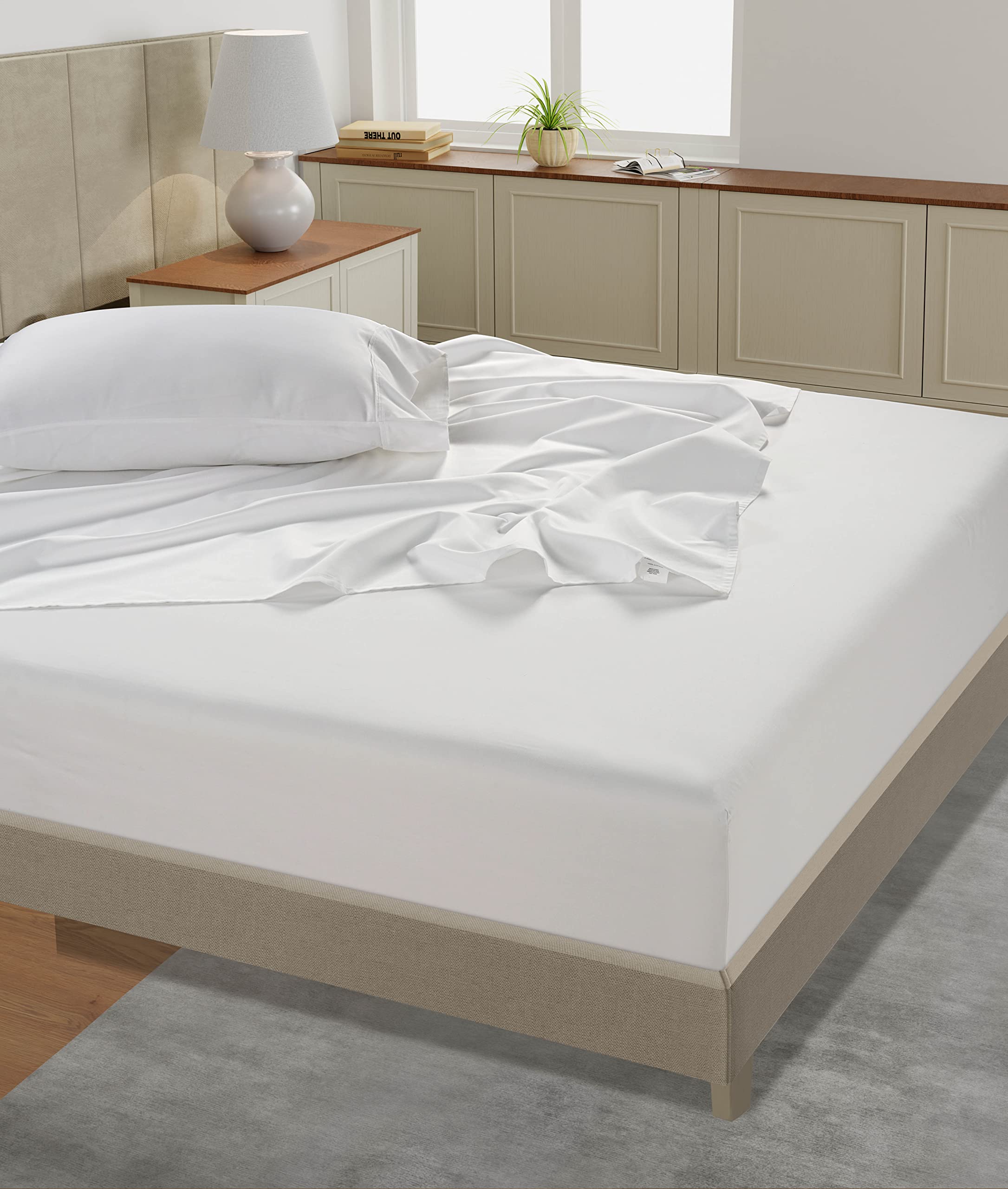 Lane Linen 100% Cotton Sheets β 450 Thread Count Full Size Sheet Set, Naturally Cooling Sateen Sheets, Soft & Comfy, 15β Deep Pocket Fully Elasticized Fitted Sheet, Bedding Sheets & Pillowcases, White