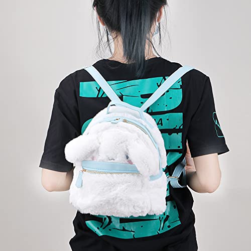Cute Small Furry Cinnamoroll Dog Melody Backpack Plush Backpack Cute Girl Bag My Melody (white)