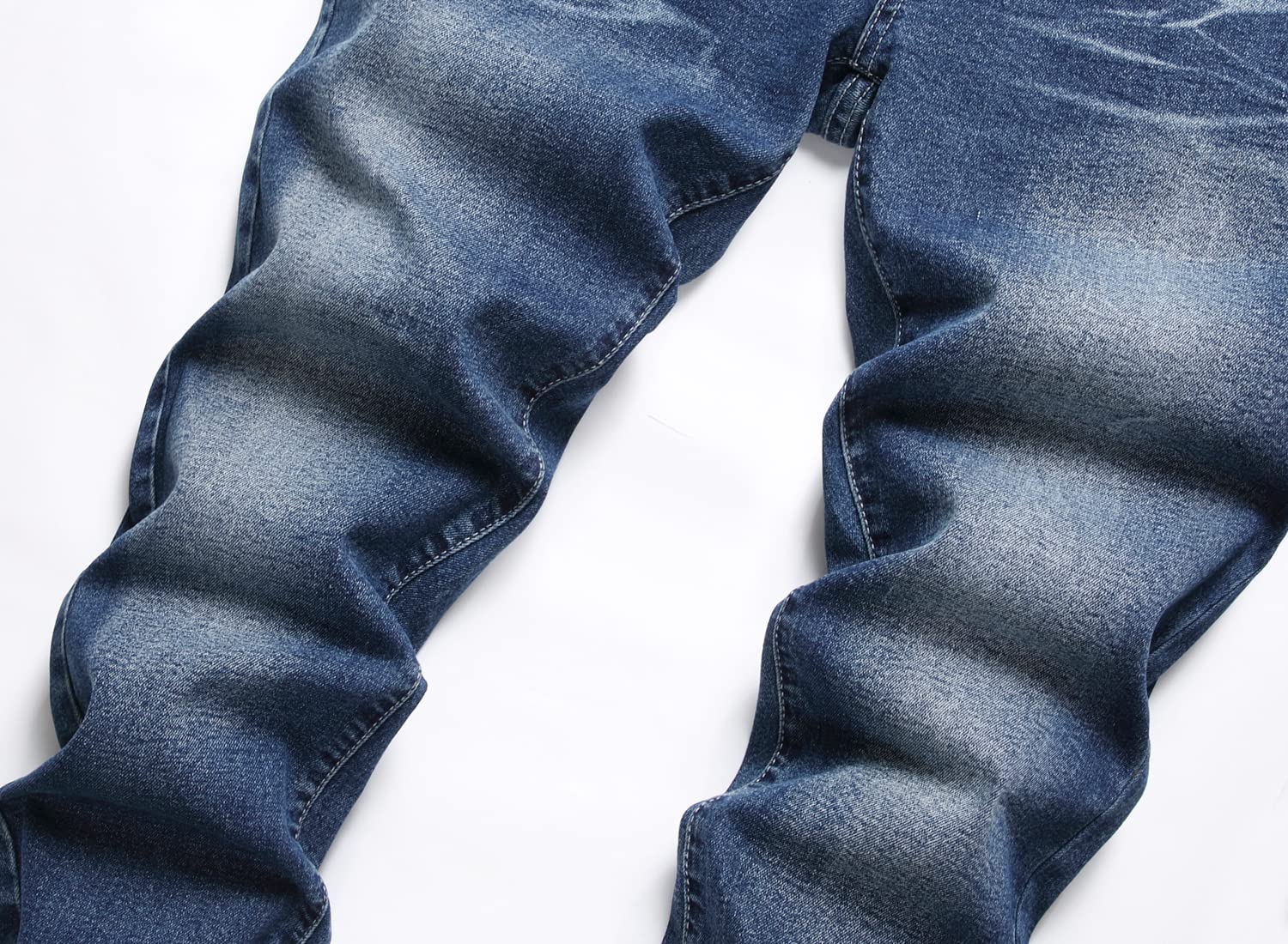 Men's Blue Mid Waist Skinny Fit Stretch Comfy Premium Washed 5-Pockets Fashion Denim Jeans Pants,Y2261,42