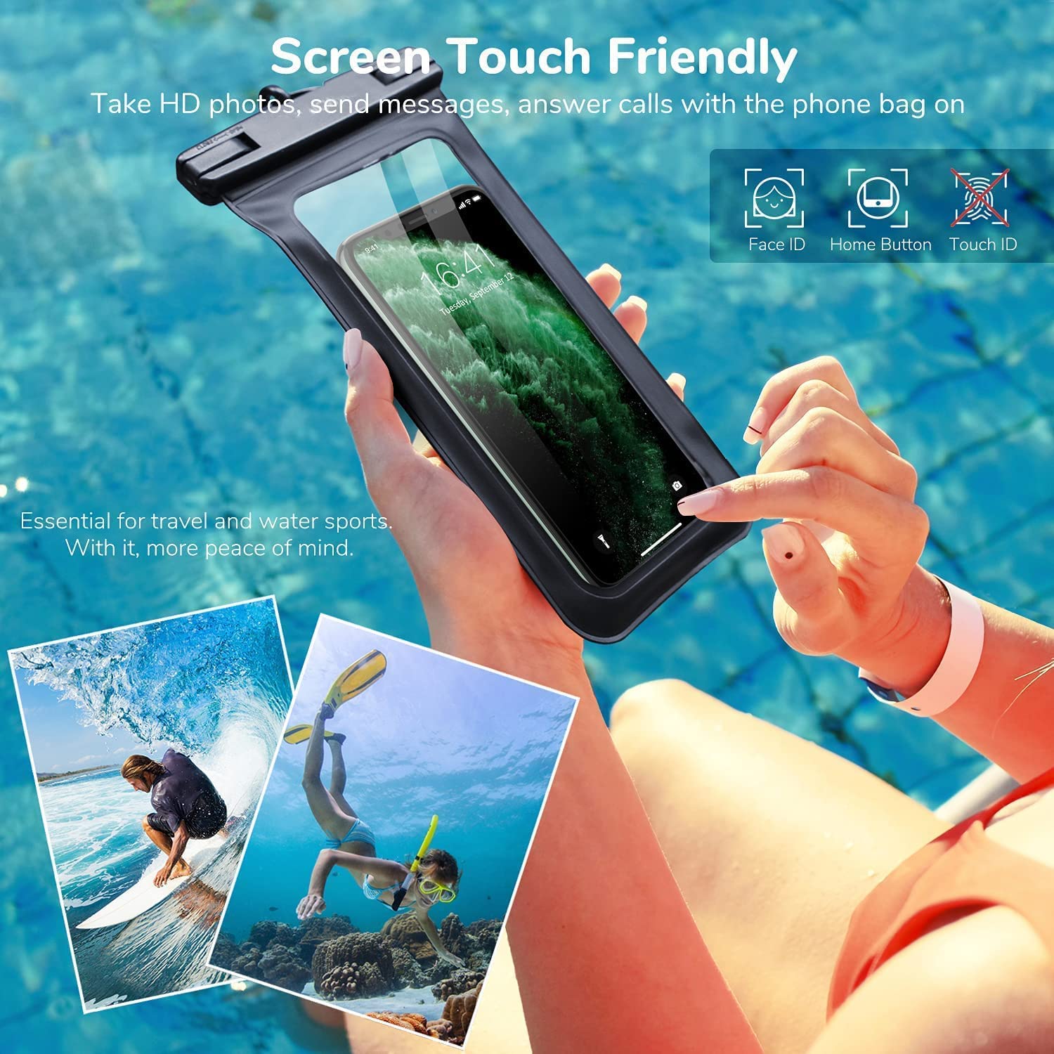 Hapylasty Universal Waterproof Phone Pouch, IPX8 Waterproof Case Phone Dry Bag Pouch for iPhone 14 13 12 11 Pro Max XS Plus Samsung Galaxy, Floating Large Cellphone Dry Bag for Beach Swimming Pool,