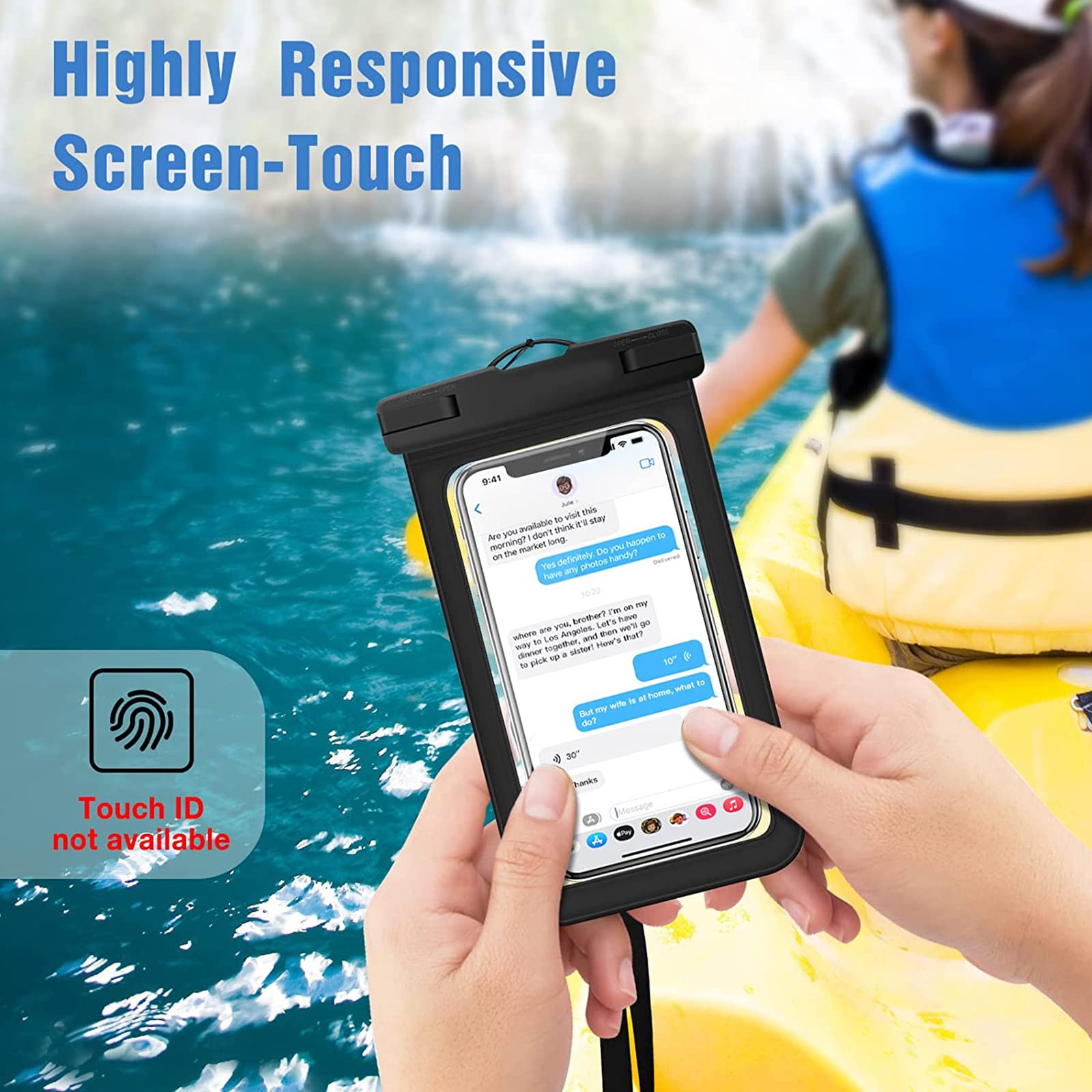 Hapylasty Universal Waterproof Phone Pouch, IPX8 Waterproof Case Phone Dry Bag Pouch for iPhone 14 13 12 11 Pro Max XS Plus Samsung Galaxy, Floating Large Cellphone Dry Bag for Beach Swimming Pool,