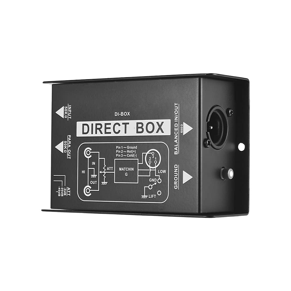 mewmewcat Professional Single Channel Passive DI-Box Direct Injection Audio Box Balanced & Unbalance Signal Converter with XLR TRS Interfaces for Electric Guitar Bass Live Performance