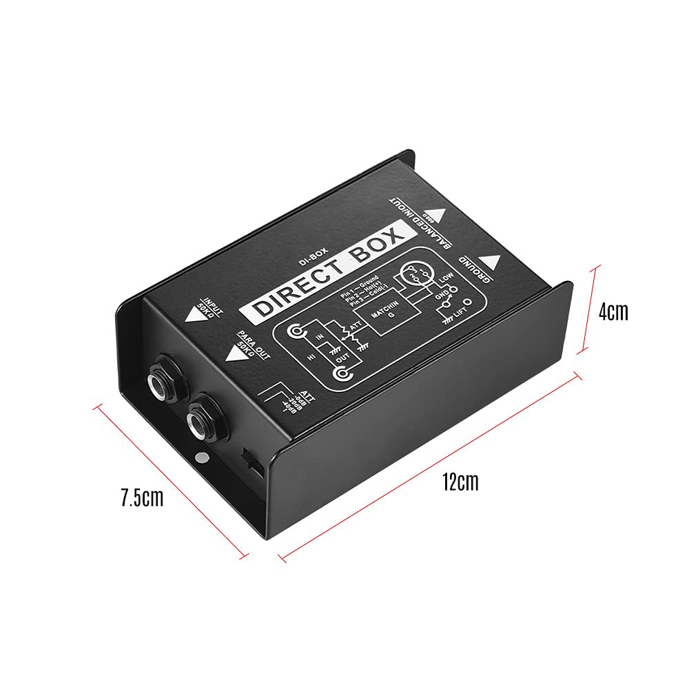 mewmewcat Professional Single Channel Passive DI-Box Direct Injection Audio Box Balanced & Unbalance Signal Converter with XLR TRS Interfaces for Electric Guitar Bass Live Performance