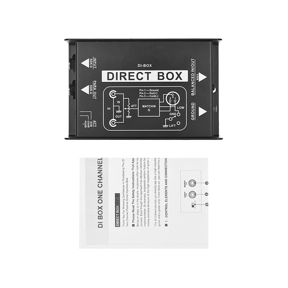mewmewcat Professional Single Channel Passive DI-Box Direct Injection Audio Box Balanced & Unbalance Signal Converter with XLR TRS Interfaces for Electric Guitar Bass Live Performance
