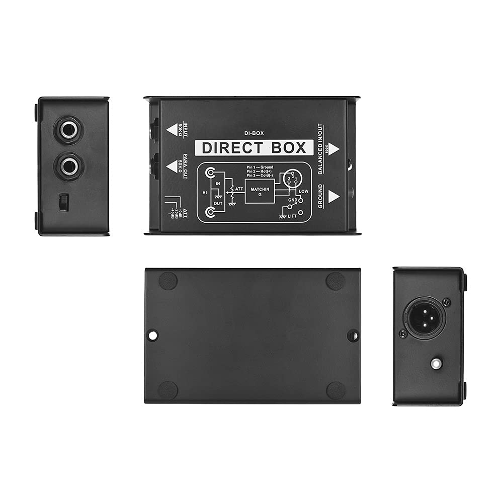 mewmewcat Professional Single Channel Passive DI-Box Direct Injection Audio Box Balanced & Unbalance Signal Converter with XLR TRS Interfaces for Electric Guitar Bass Live Performance