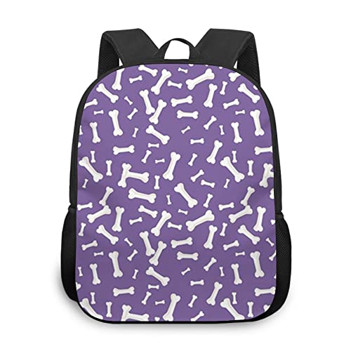 jarenap Dog Bone,Backpack for School Classic,Dog Bone Seamless Animals Pattern,Water Resistant Casual Everyday Bookbag with Carry Handles for Travel,Purple White,S(13in)