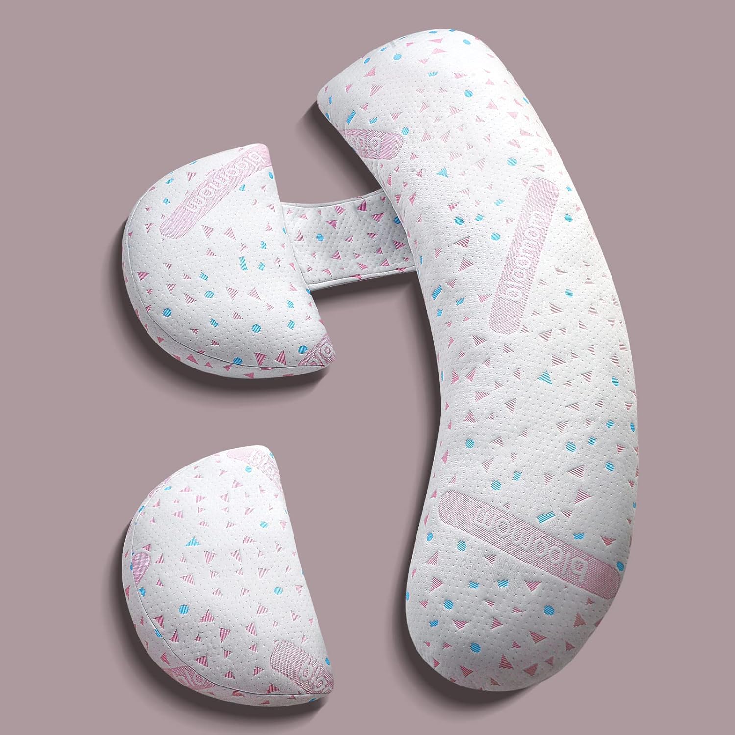 Busarilar Pregnancy Pillows for Sleeping, Maternity Pillow, Pregnancy Body Pillow Support for Back, Legs, Belly, Hips of Pregnant Women, Detachable and Adjustable with Pillow Cover (Pinky, Large)