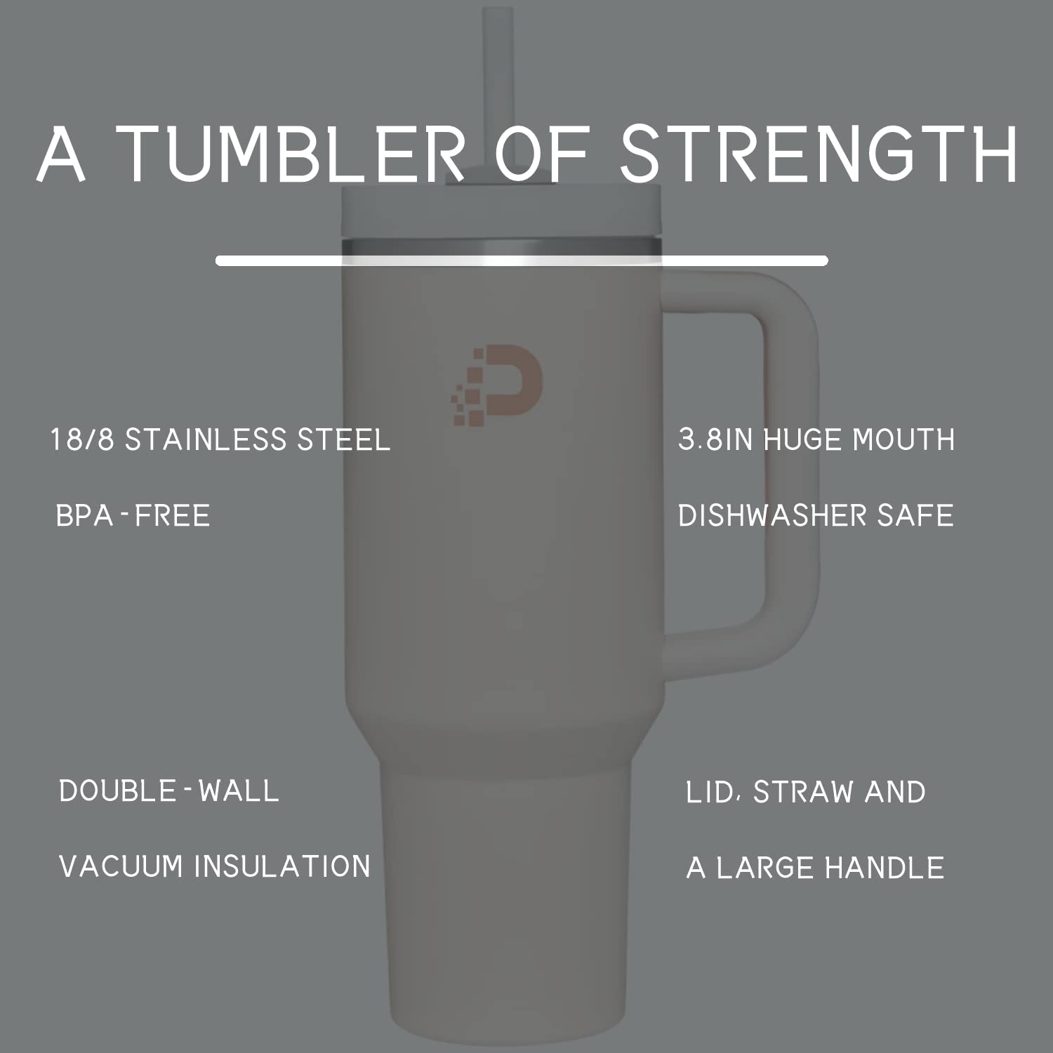 Acuewuja 40oz/1180ml Tumbler With Handle, Lid, Straw And Silicone Boot Reusable Double Wall Vacuum 18/8 Stainless Steel Coffee Travel Mug Portable Insulated Beer Cup (Rose Quartz)