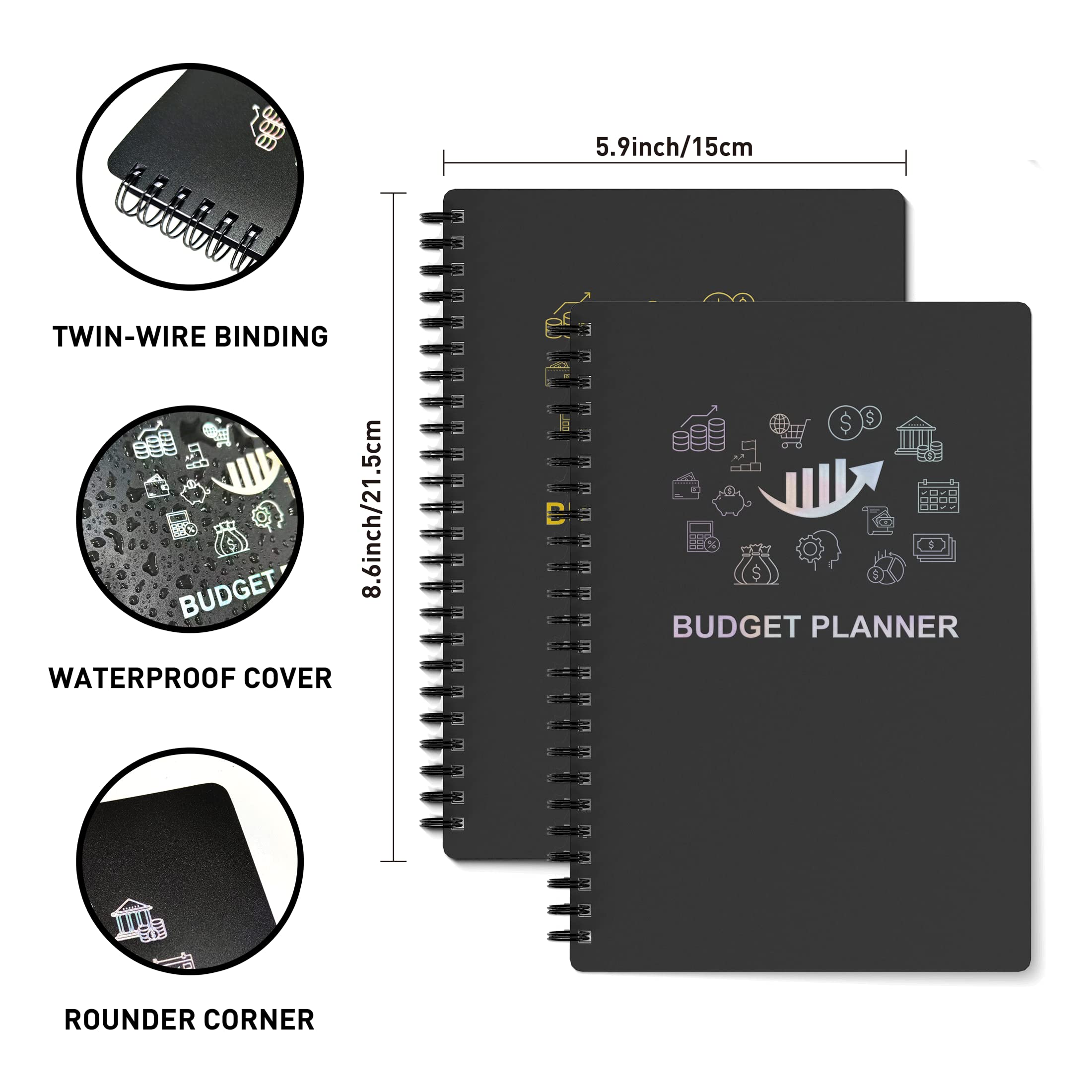 Budget Planner - Monthly Finance Organizer with Expense Tracker Notebook to Manage Your Money Effectively, Undated Finance Planner/Account Book, Start Anytimem,A5(8.6x5.9 inchs),100gsm Paper - Golden