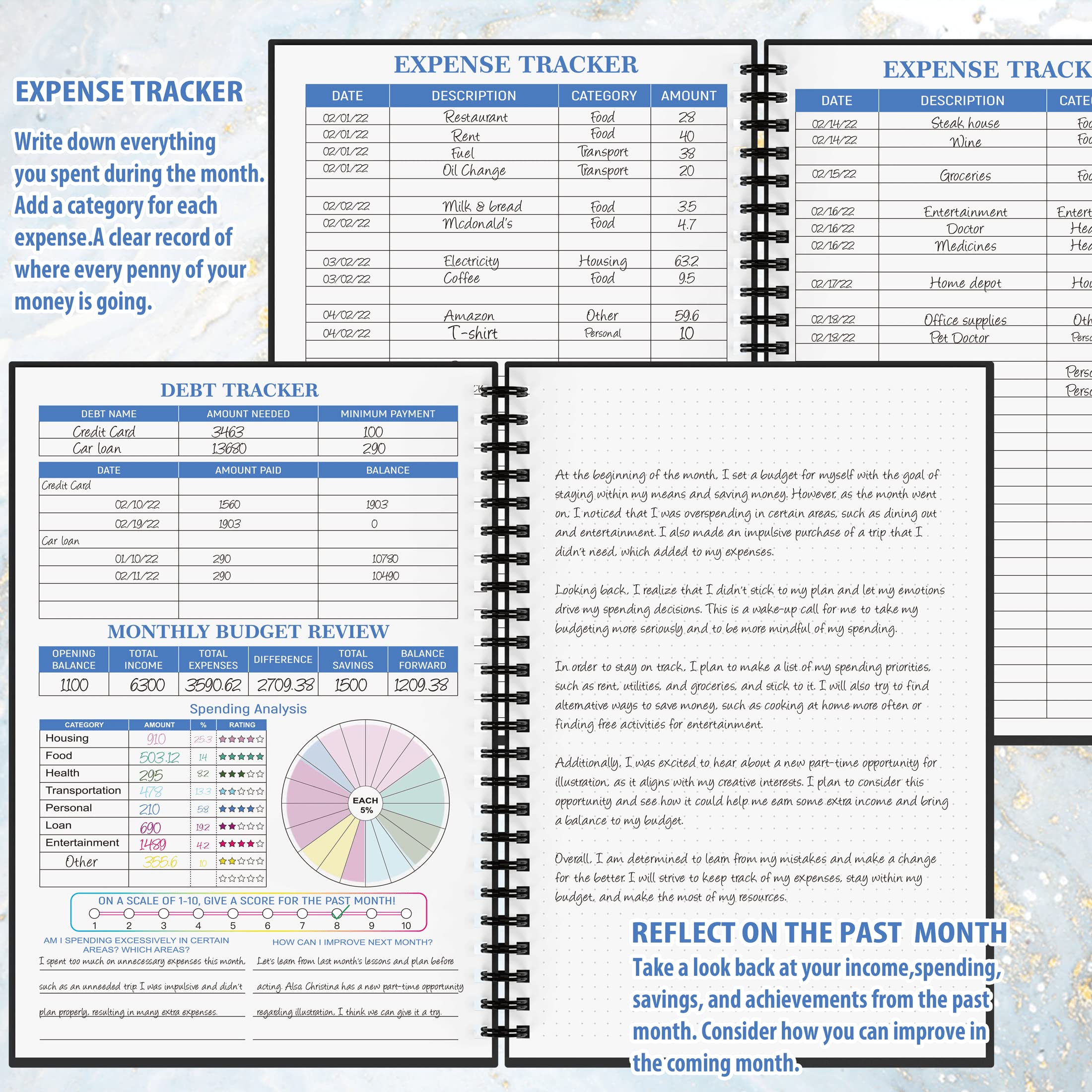 Budget Planner - Monthly Finance Organizer with Expense Tracker Notebook to Manage Your Money Effectively, Undated Finance Planner/Account Book, Start Anytimem,A5(8.6x5.9 inchs),100gsm Paper - Golden