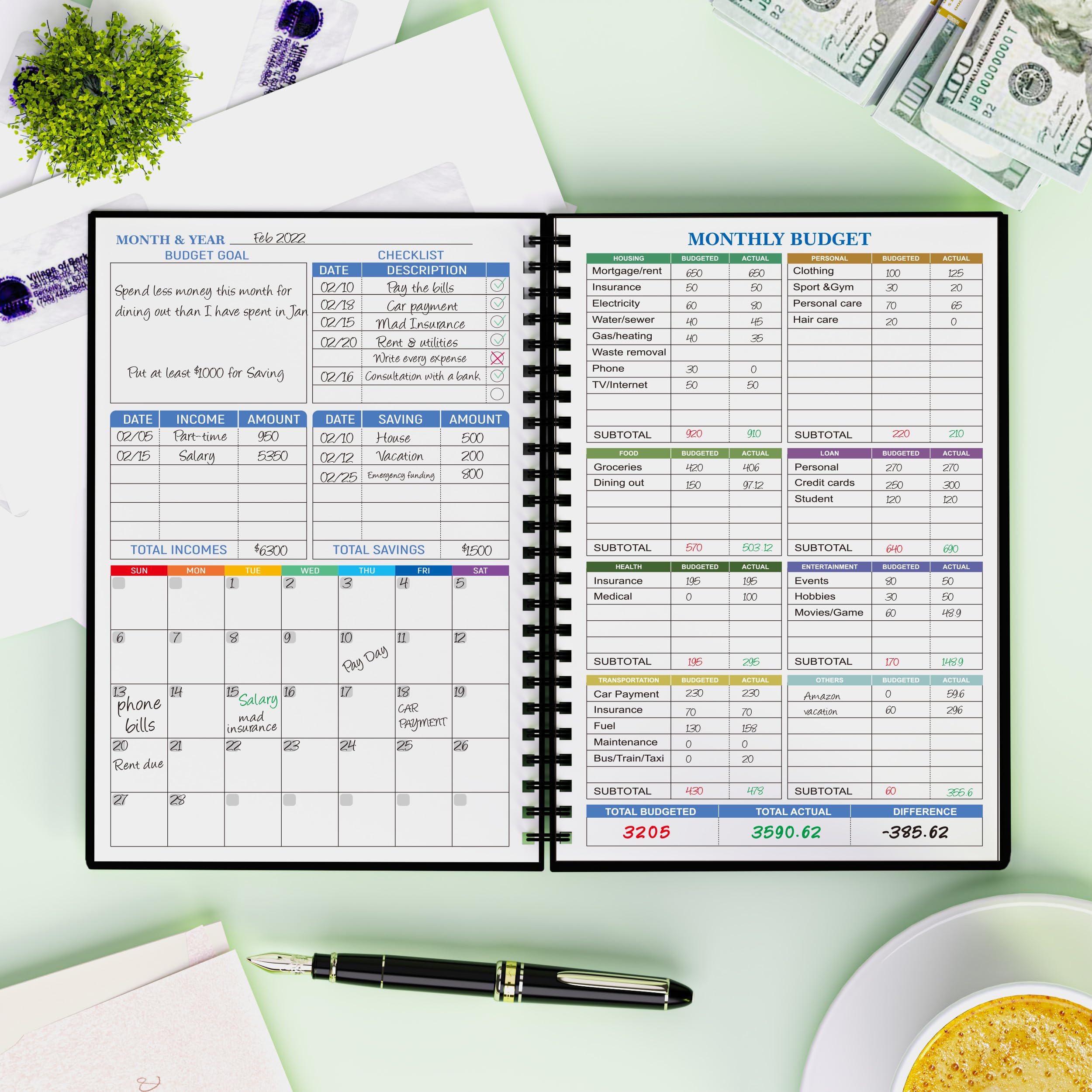 Budget Planner - Monthly Finance Organizer with Expense Tracker Notebook to Manage Your Money Effectively, Undated Finance Planner/Account Book, Start Anytimem,A5(8.6x5.9 inchs),100gsm Paper - Golden