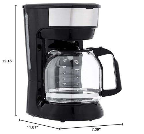 Nozaya 12-Cup Countertop Coffee Maker - for 8-10 People, Easy to Clean, Black