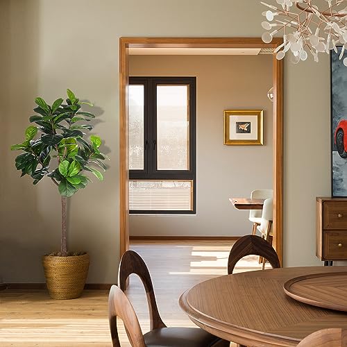 Realead 5ft Fiddle Leaf Fig Tree Artificial - Large Fake Fig Leaf Tree with 78 Leaves - Tall Faux Plants in Plastic Nursery Pot for Modern Home Office Living Room Indoor Decor
