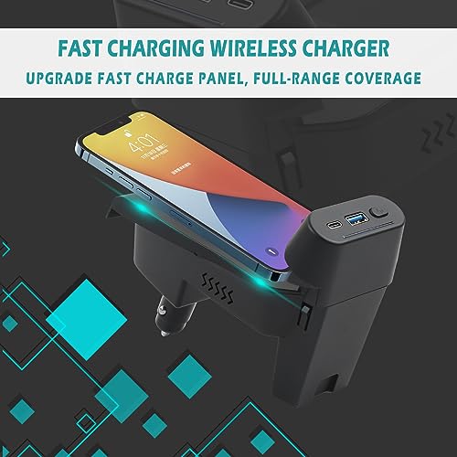 Wireless Phone Charging Plate, Vehicle Inner Central Box Charger Accessory with USB Port, Compatible with Volvo XC90 XC60 S90 S60 V90 V60, Plug & Play Easy Installation
