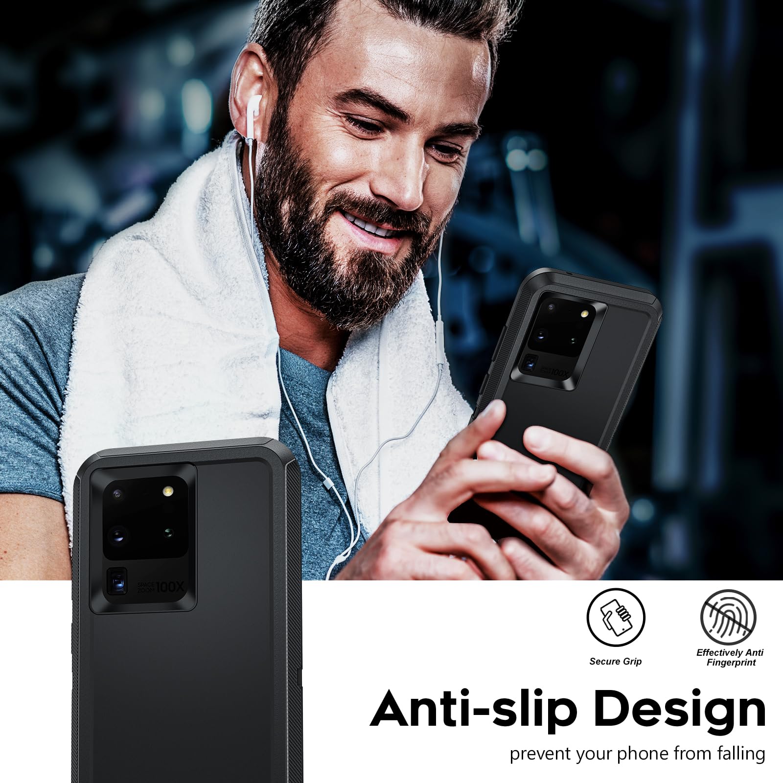 LeYi Compatible for Samsung S20 Ultra Case: Heavy Duty 3 in 1 Samsung Galaxy S20 Ultra Case, Military Grade Shockproof Phone Case Cover for Samsung Galaxy S20 Ultra (Black)