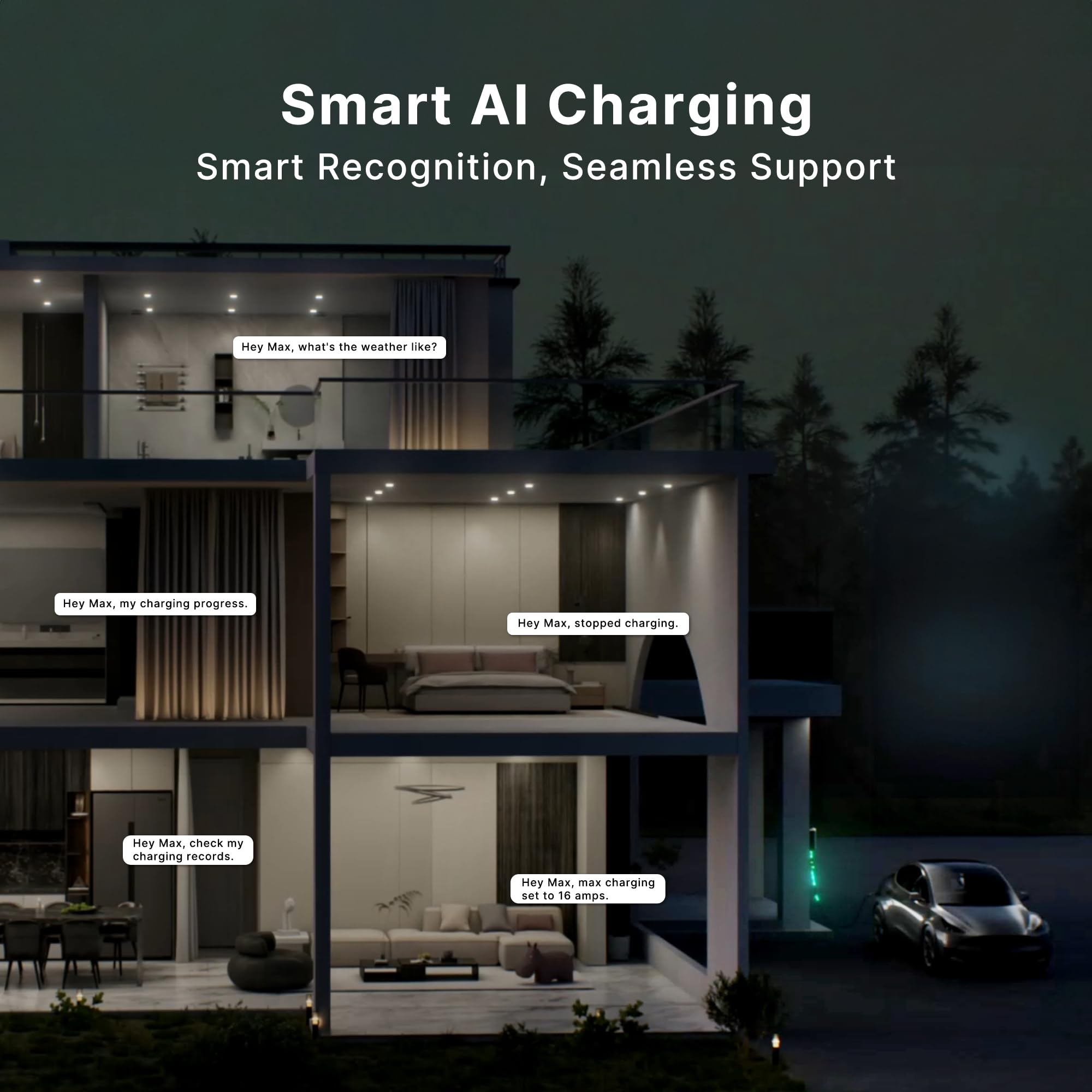 Autel MaxiCharger Home Electric Vehicle (EV) Charger, up to 50 Amp, 240V, Level 2 WiFi and Bluetooth Enabled EVSE, Hardwired, Indoor/Outdoor, 25-Foot Cable with Separate Holster, Silver