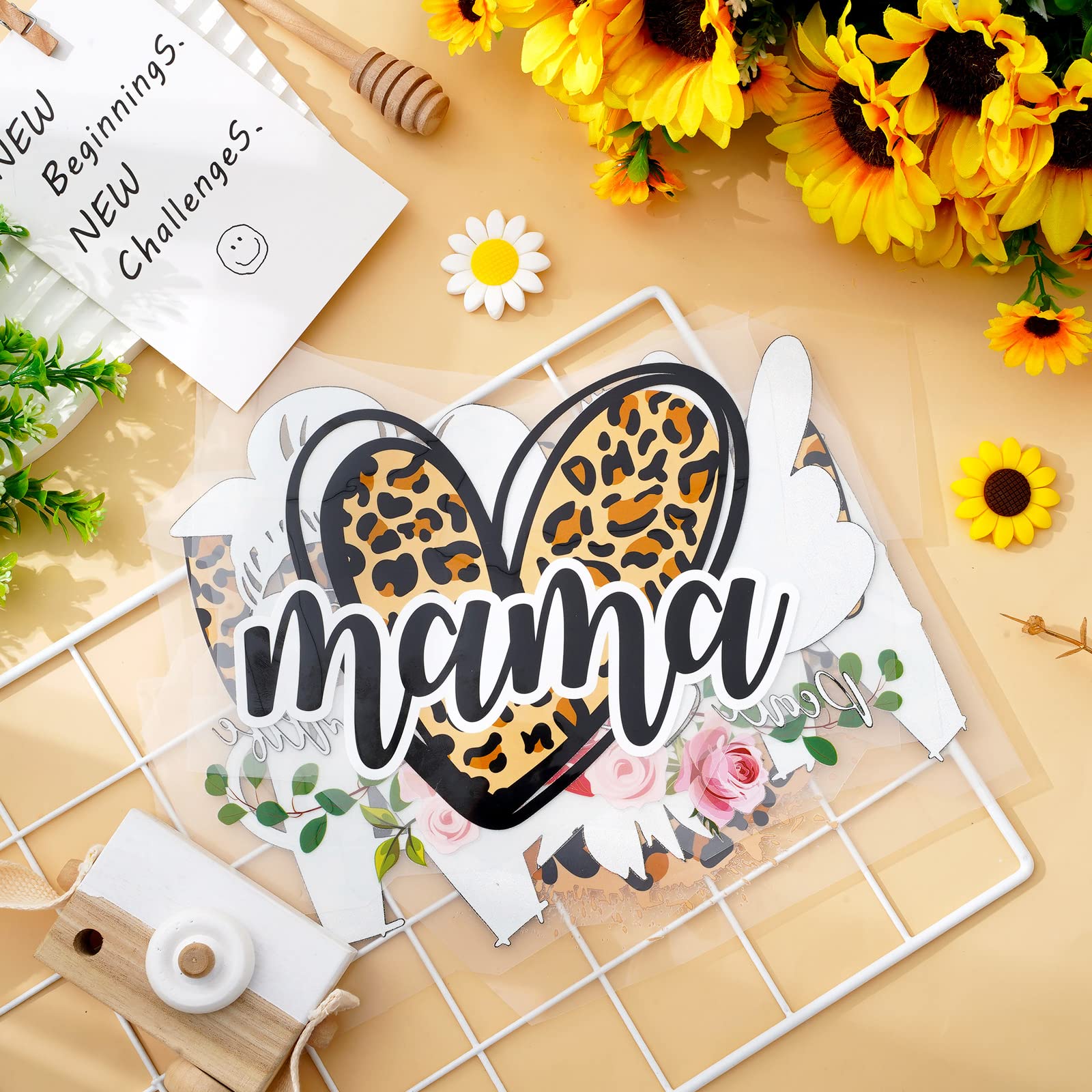 Whaline 6 Sheet Mama Iron On Transfers Patches Leopard Patterns Heat Transfer Iron Patches Leopard Momlife Heat Transfer Stickers for Clothing Fabric DIY Craft Costume Decor