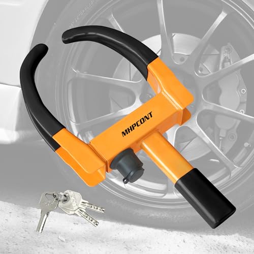 Wheel Lock Universal Trailer Wheel Lock Adjustable Security Tire Boot Lock Anti Theft for ATV RV SUV Car Golf Cart Boats Motorcycles Great Deterrent Bright Black-Yellow (3 Keys)
