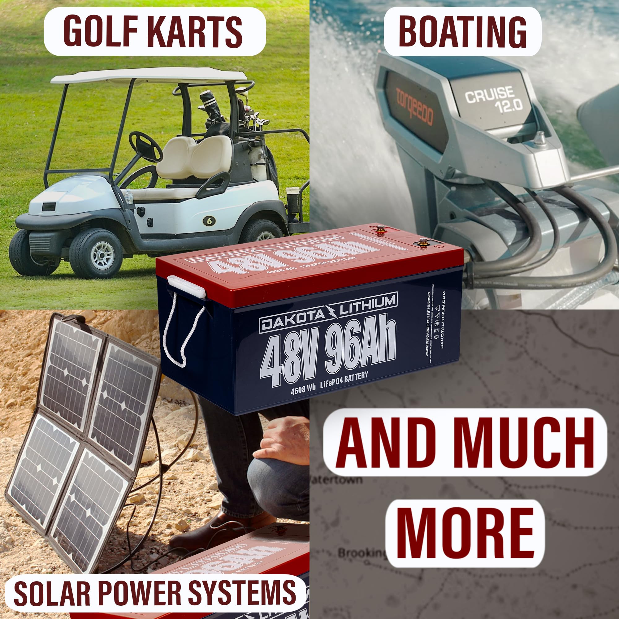 Dakota Lithium β 48V 96Ah LiFePO4 Deep Cycle Battery, 11 Year USA Warranty 2000+ Cycles, SLA Replacement Battery, Solar Power Systems, 48V Electric Vehicles, Electric Motors, Charger not Included