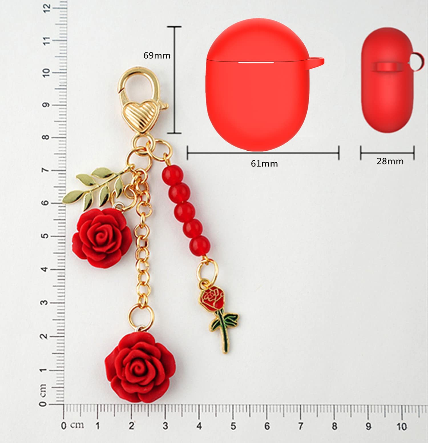 for Google Pixel Buds Pro Case Cover with Keychain,Cute Silicone for Pixel Buds Pro Charging Case Protective Cover with Flowers Carabiner Key Chains for Google Buds pro case for Women Girls (Green)