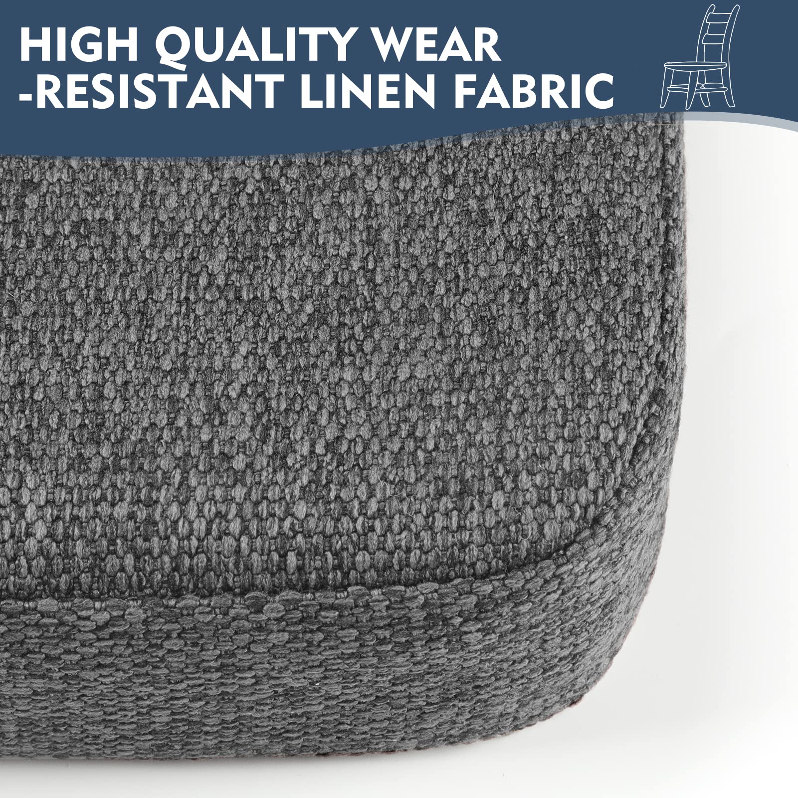 PLZSITDOWN Chair Cushions for Dining Chairs, Seat Cushions for Kitchen Chairs 16"x16" Non Slip Indoor Chair Pad with Ties Removable Cover Dark Grey