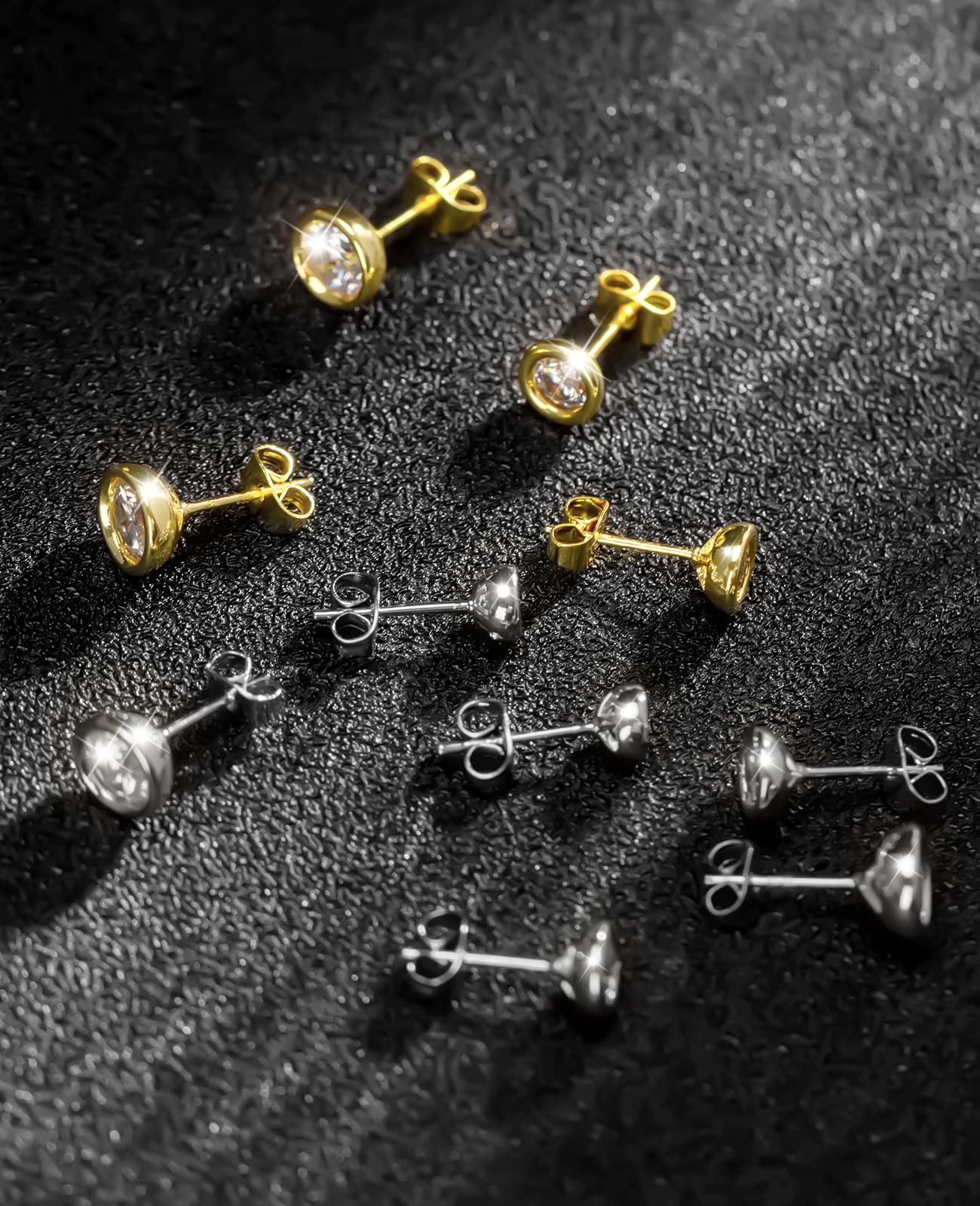 Moissanite Earrings for Men & Women, 0.3/0.5/1ct, VVS1 18k Rose Gold, Lab-Cut, Dazzling Sparkle, Round Bezel GRA Certified Diamond Studs, Hypoallergenic Flat Back Stud Earrings