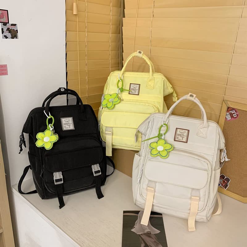 KOWVOWZ Large Kawaii Aesthetic Back to School Bookbags for Girls College Travel Daypack Cute Backpack (White)